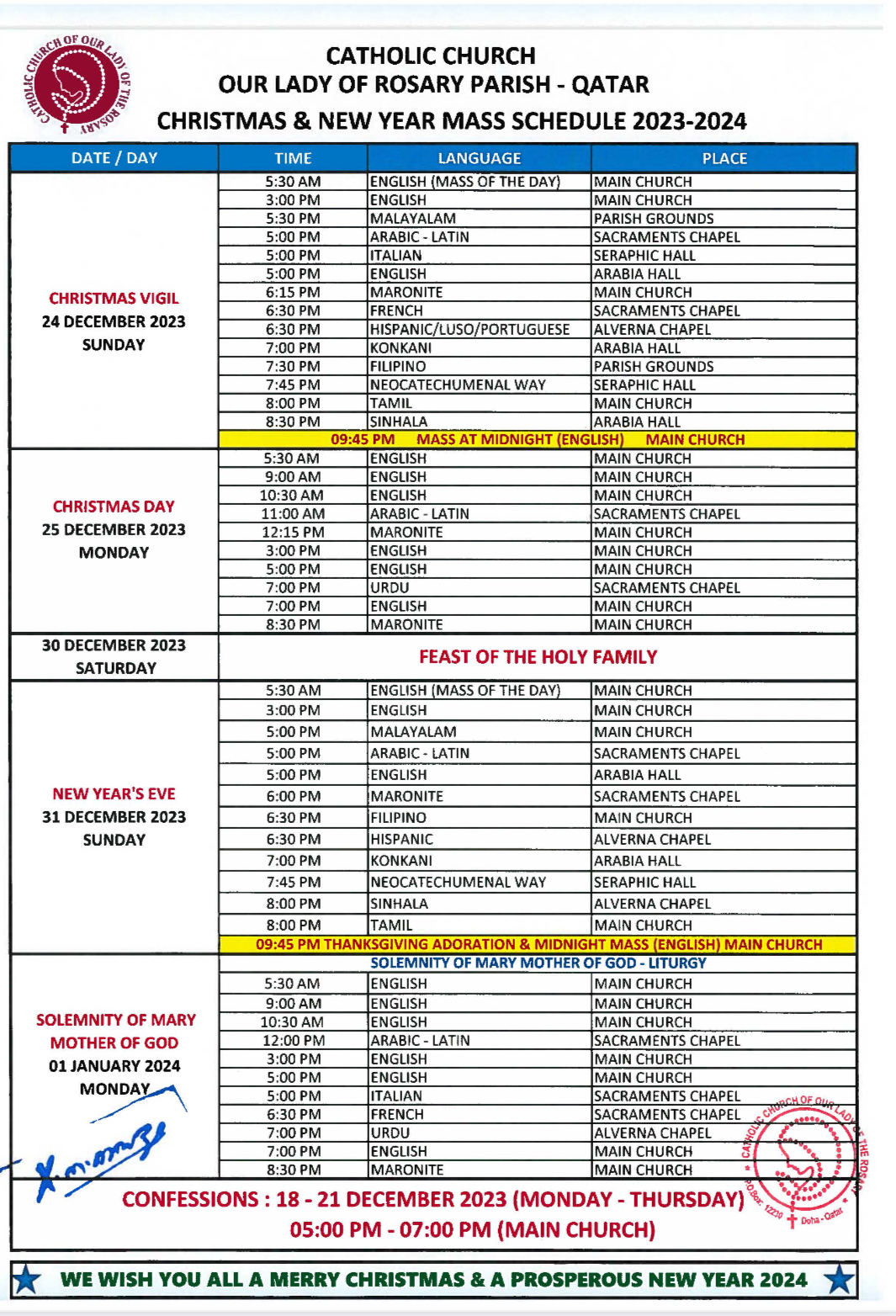 Our Lady Of Rosary Church | Mass-timings